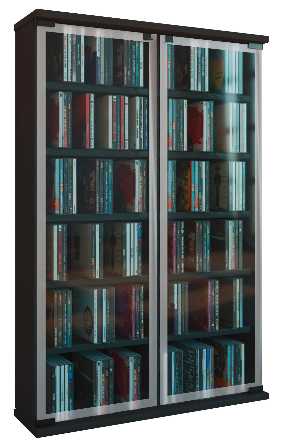 MID.YOU CD Regal mit Glastüren Roma 60 cm Schwarz