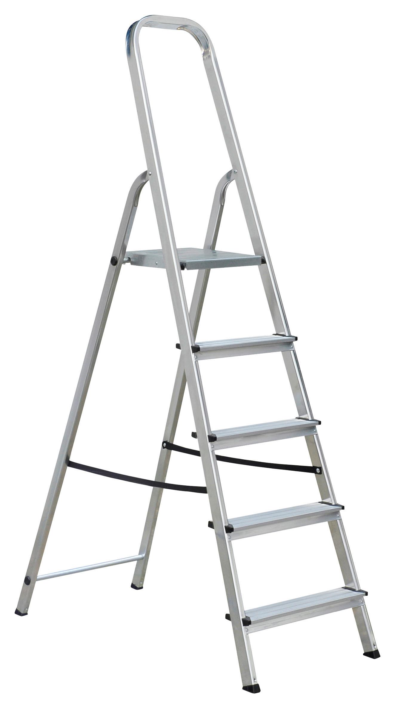 Praktische Alu Leiter mit fünf Trittbrettern