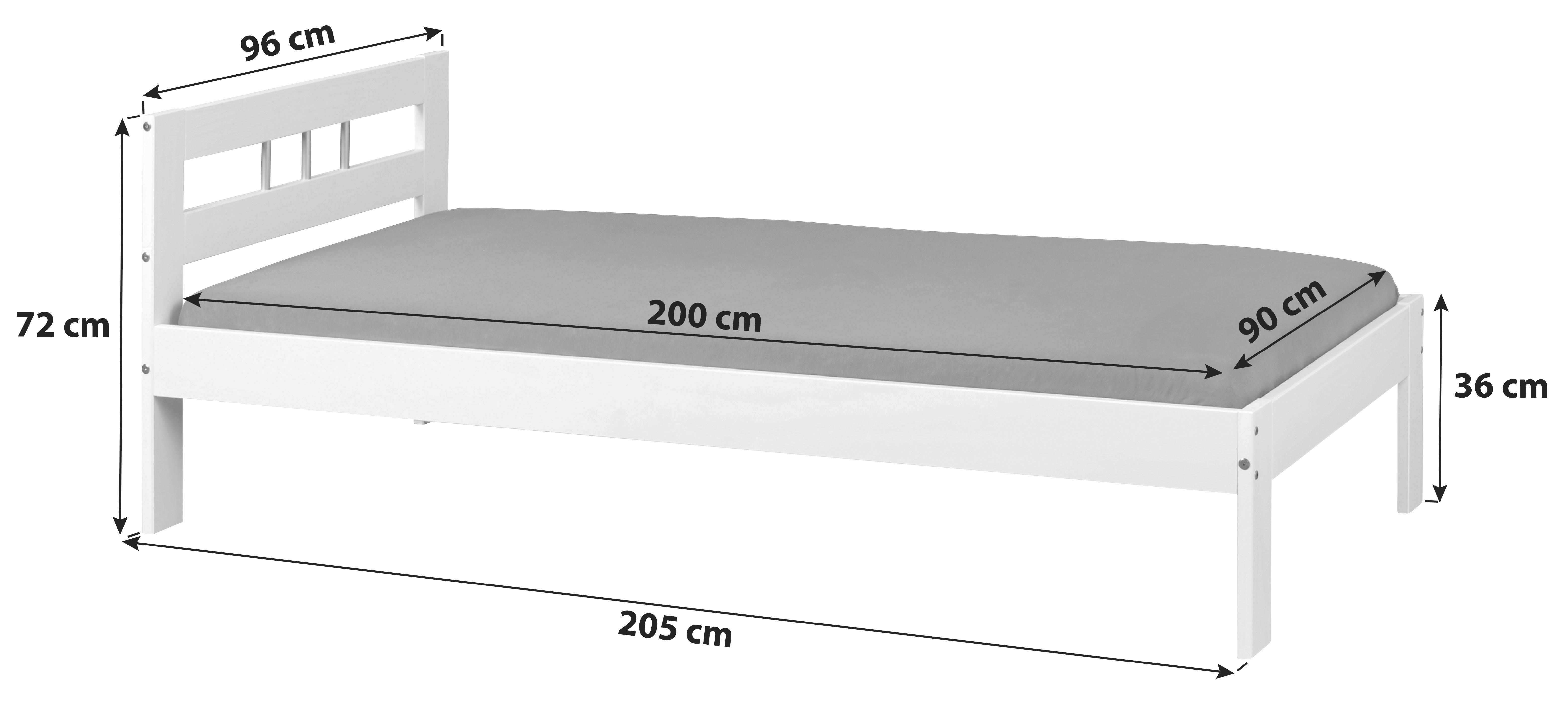 Jednolůžková Postel Billy, 90x200, Borovice, Bílá • Möbelix