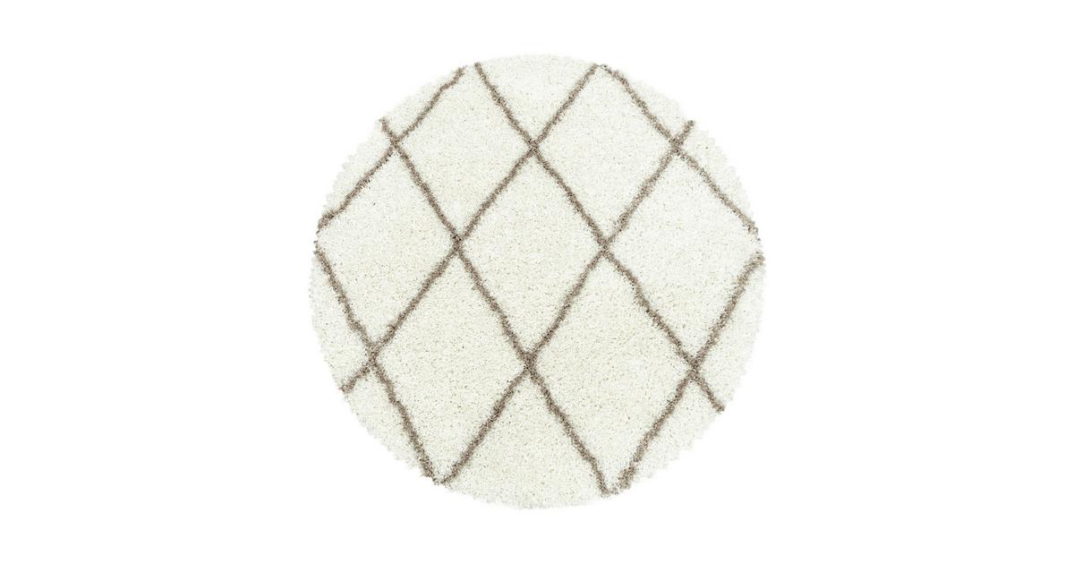 Hochflorteppich mit Rautenmuster in Creme kaufen