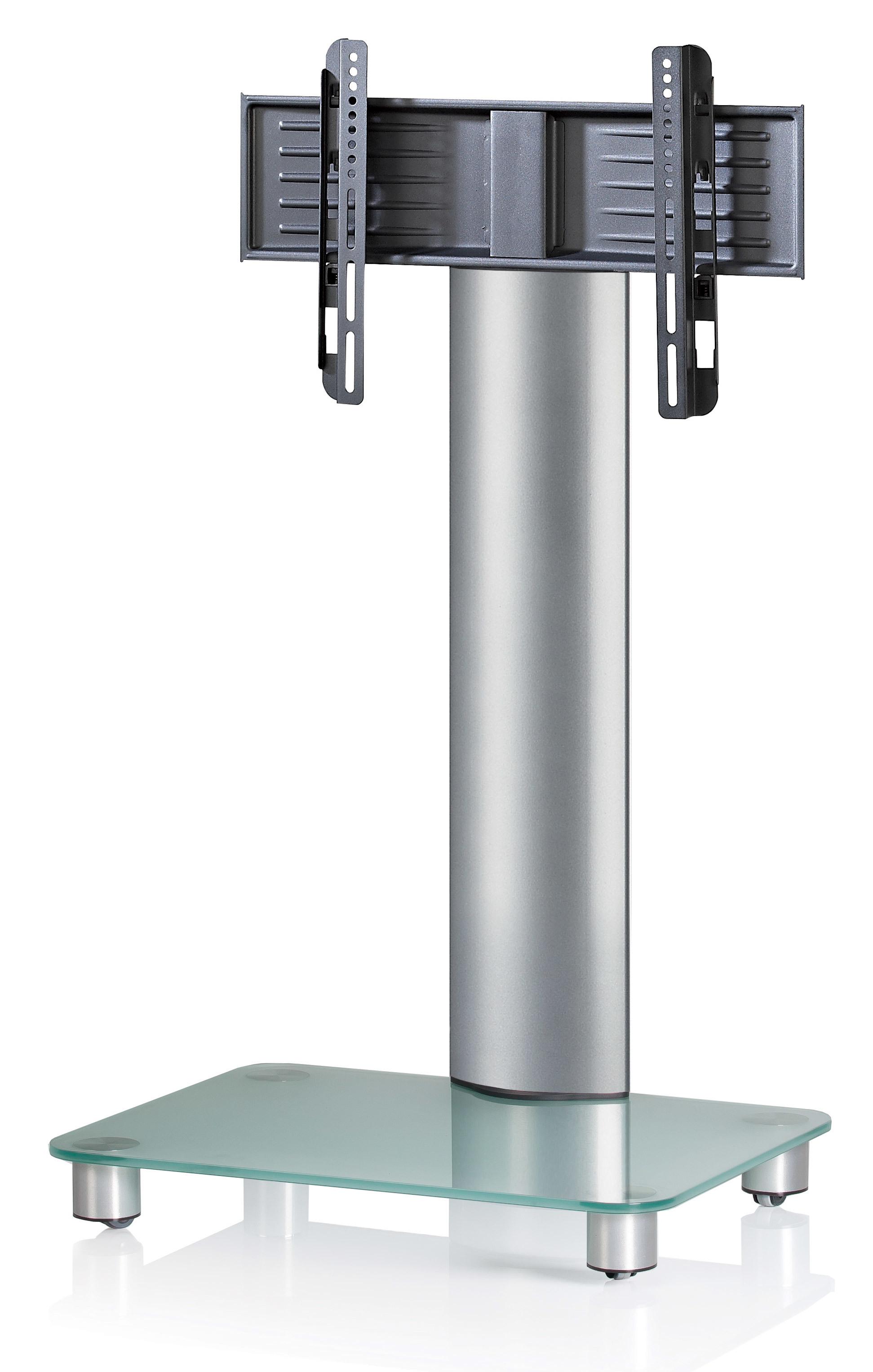 TV-Rack auf Rollen mit klarem Glasboden