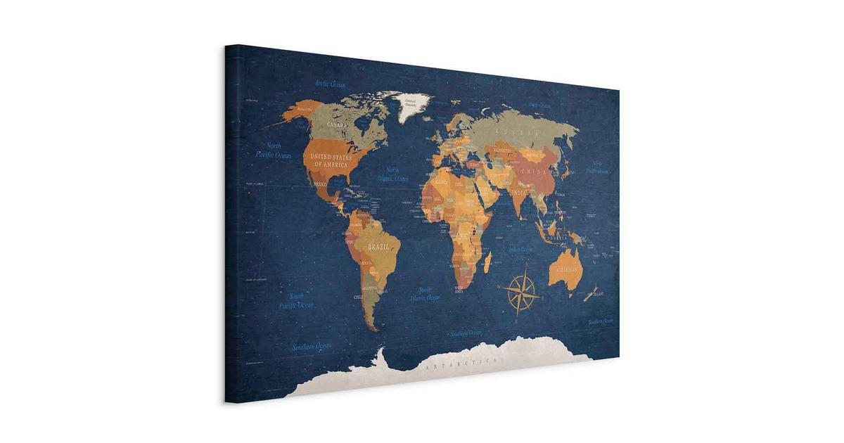 artgeist MALBA NA PLÁTNĚ WORLD MAP: INK OCEANS • Möbelix