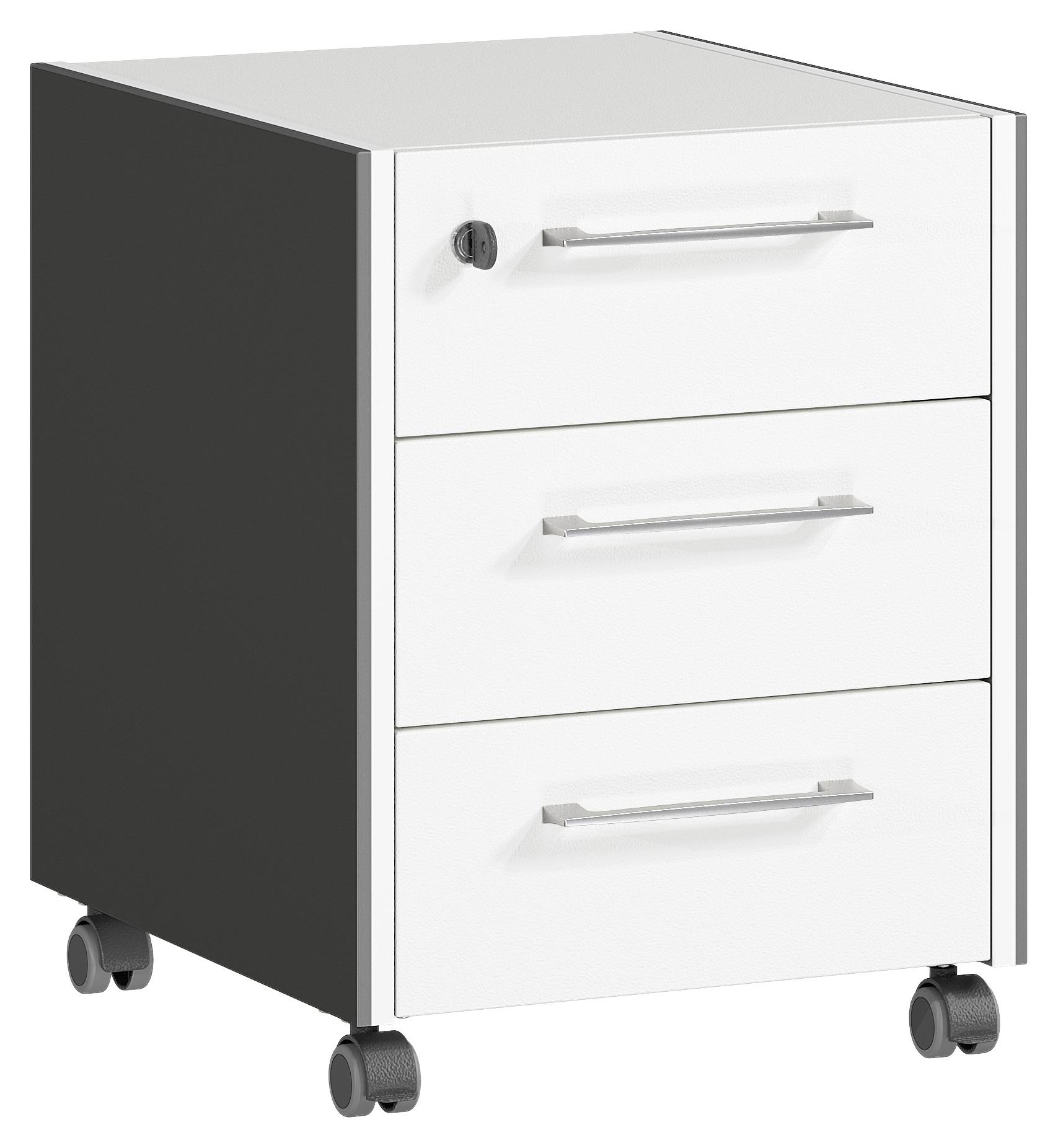 Rollcontainer in Weiß mit Lade und Tür