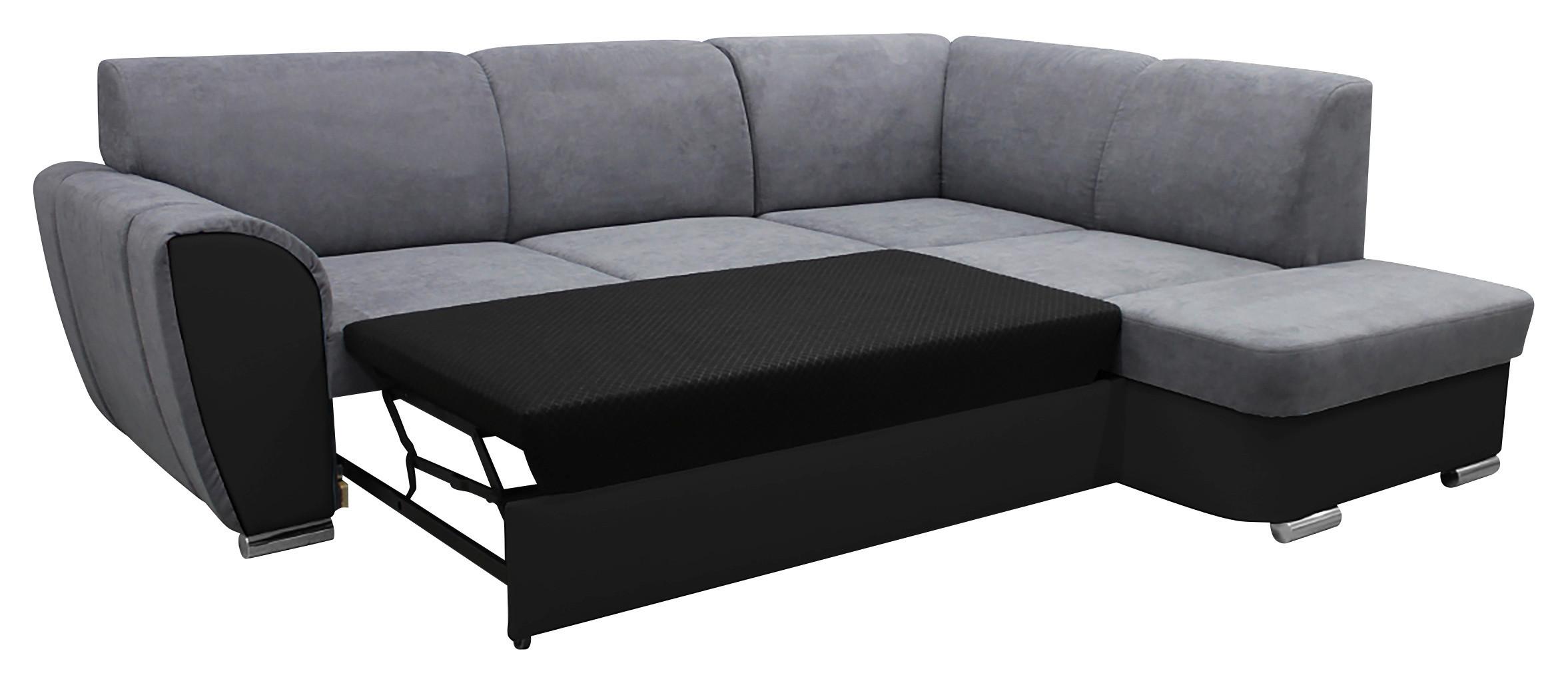 Ecksofa Doris in Grau Schwarz mit Schlaffunktion