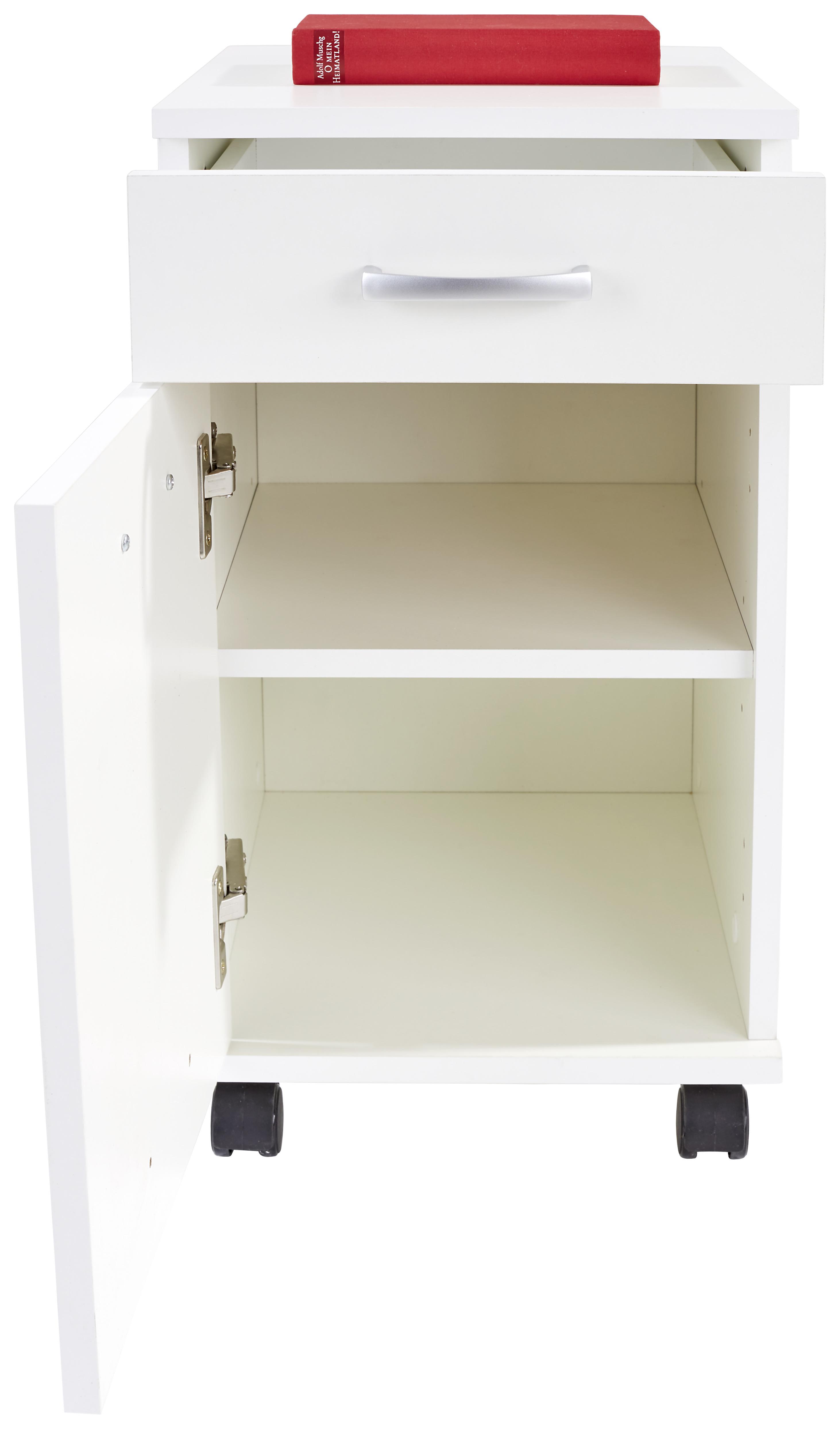 Rollcontainer in Weiß mit Lade und Tür