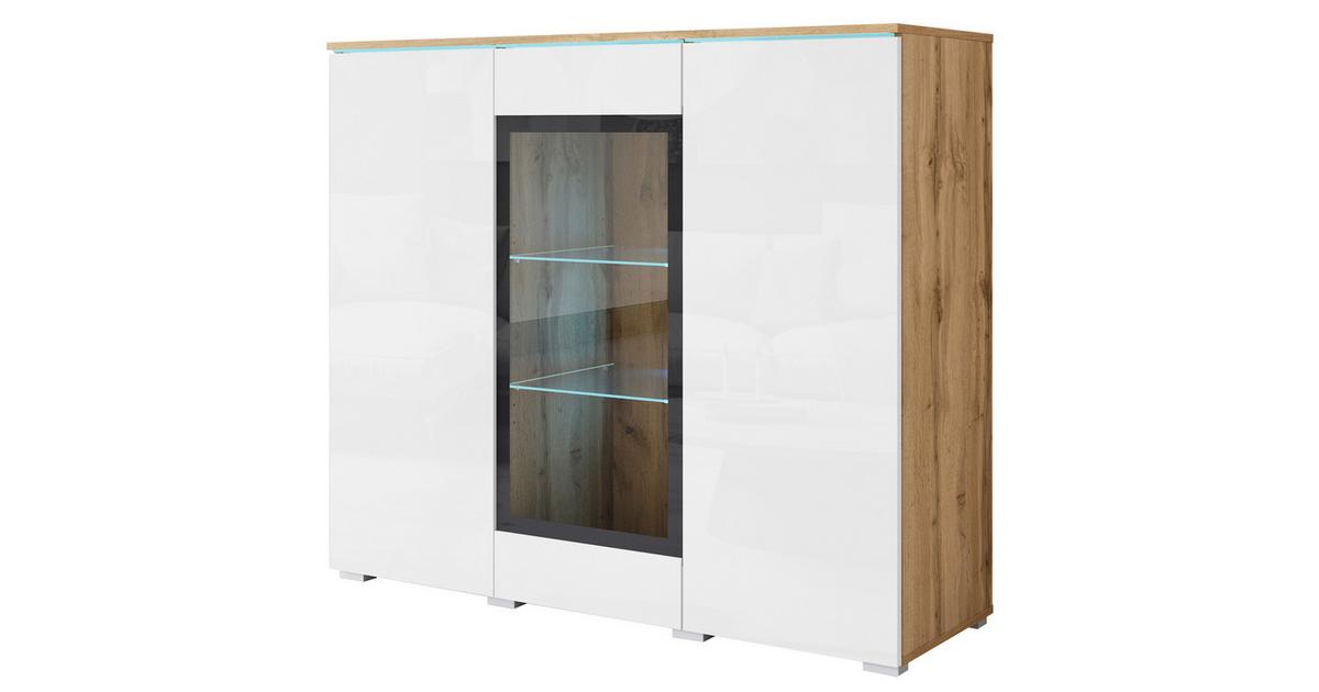 P & B Highboard 120cm Vera Weiß Hochglanz/Wotan Eiche online kaufen Möbelix