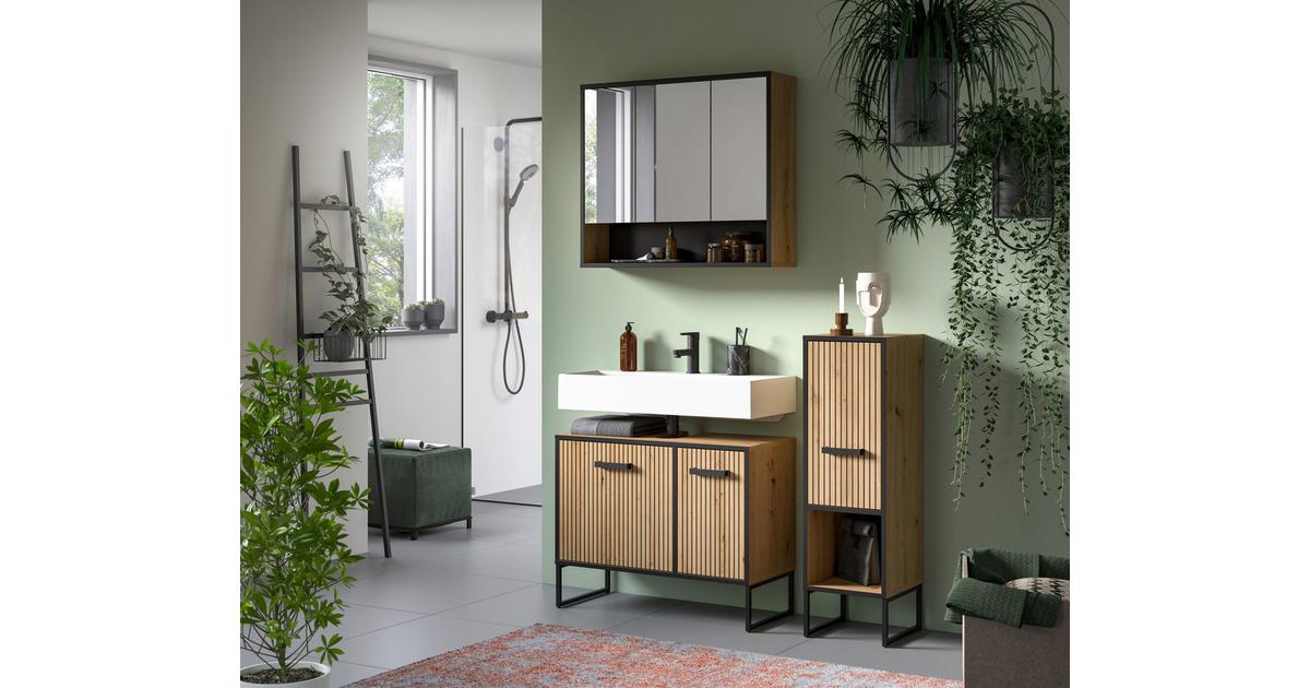 MID.YOU Badezimmer Bagno Schwarz /Eiche Artisan Dekor B: 110cm online ...
