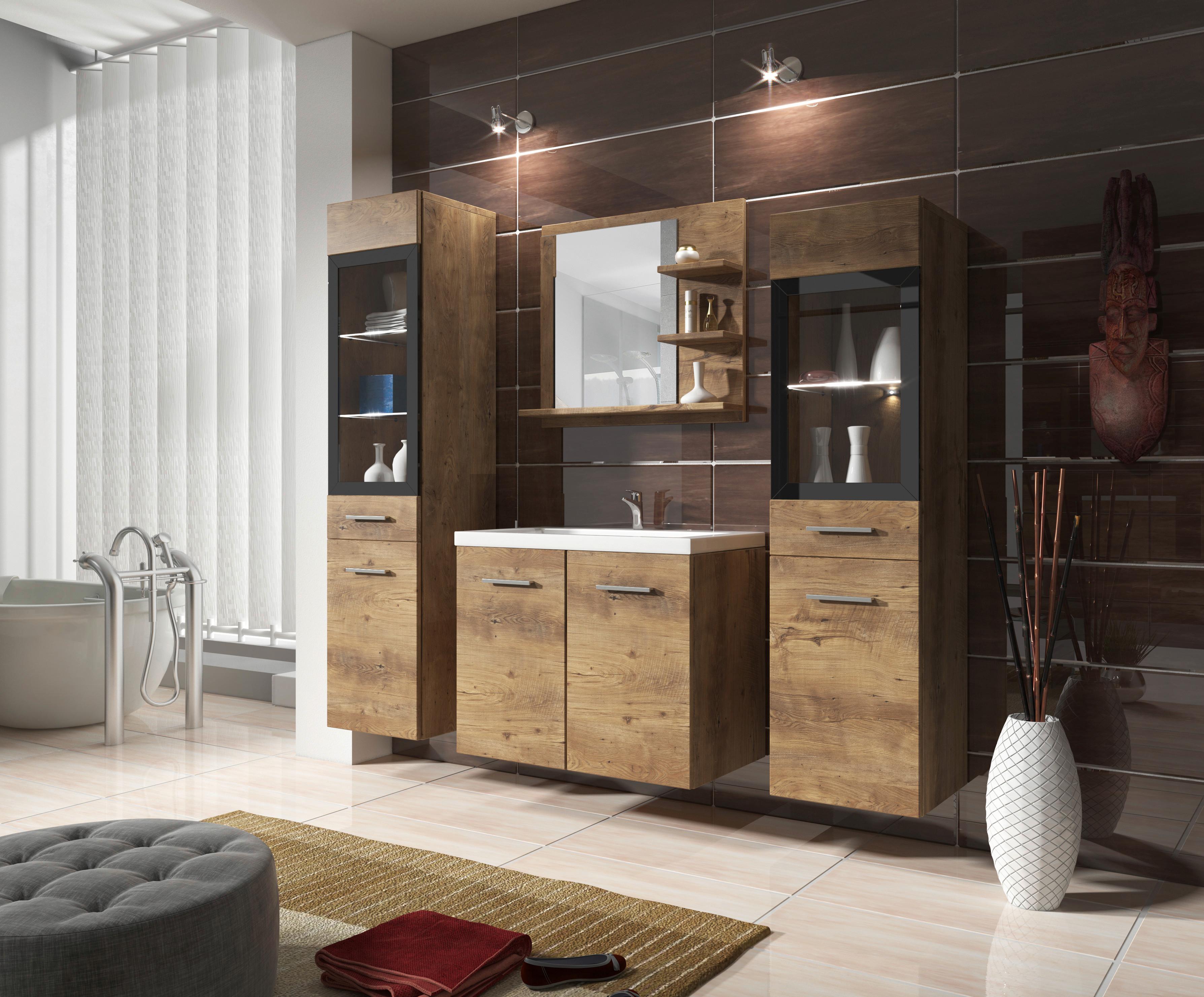 Badezimmer mit Spiegelschrank & Waschtisch