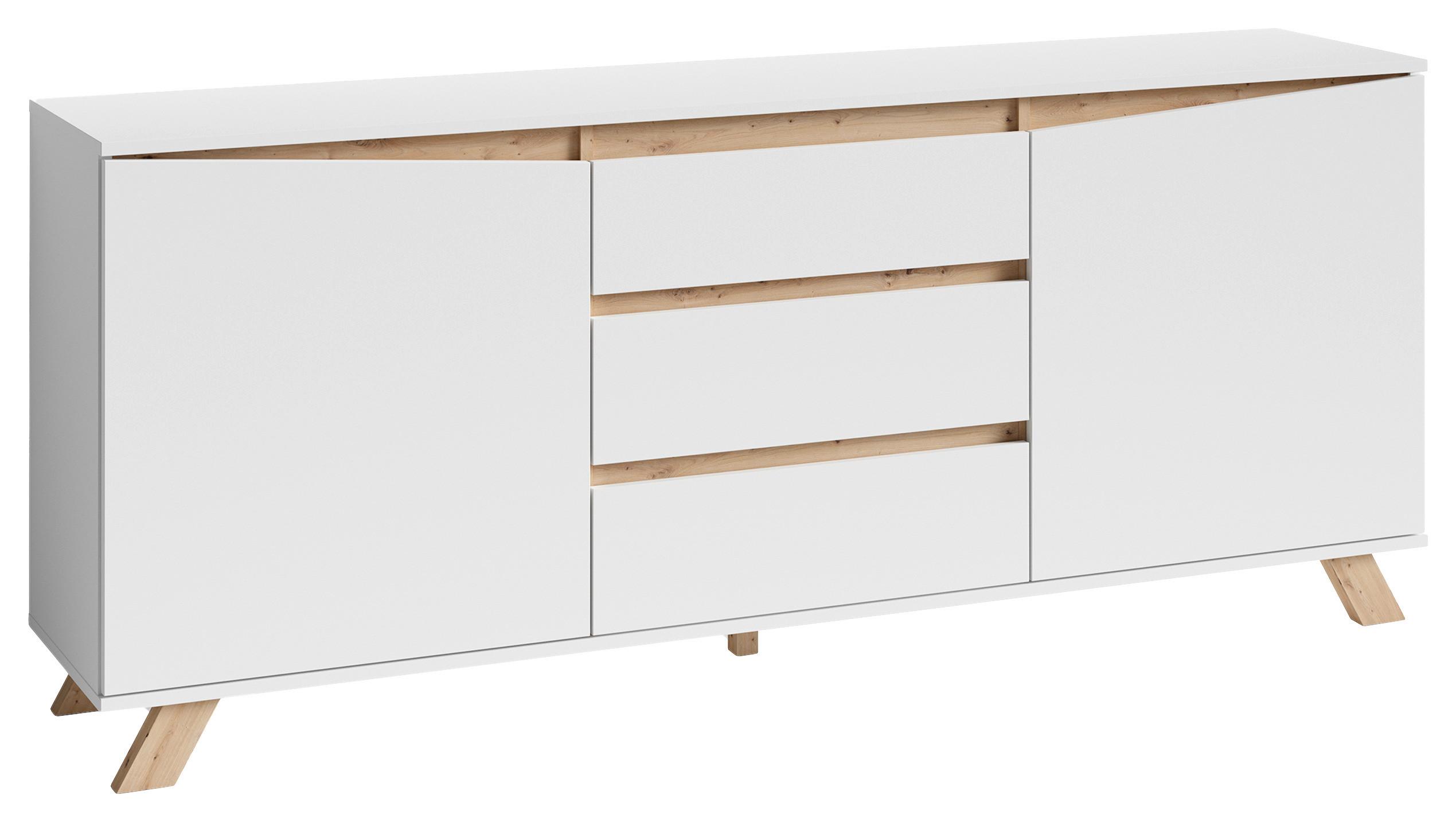Weißes Sideboard mit 2 Türen und 3 Schubladen