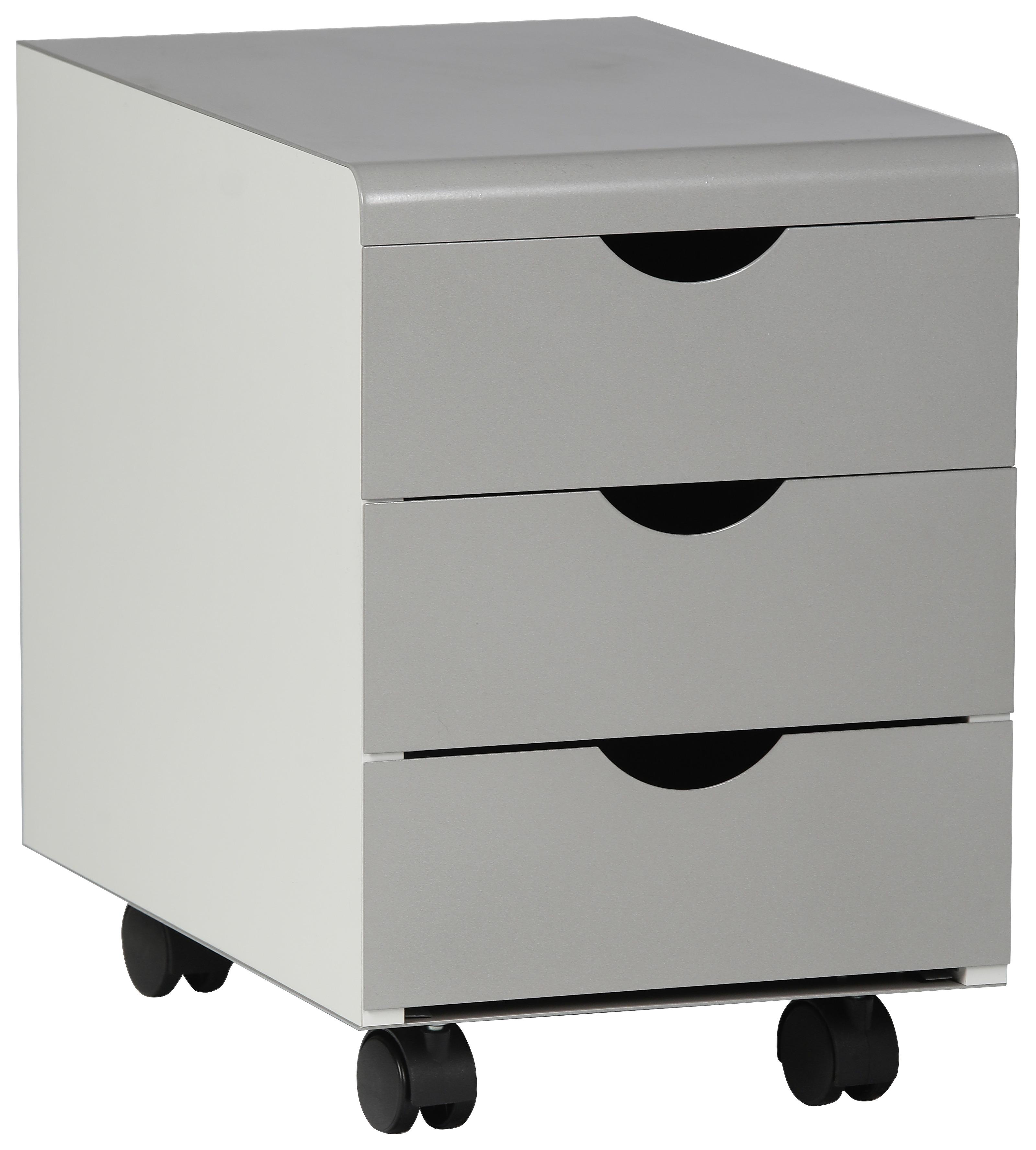 Rollcontainer in Weiß mit Lade und Tür