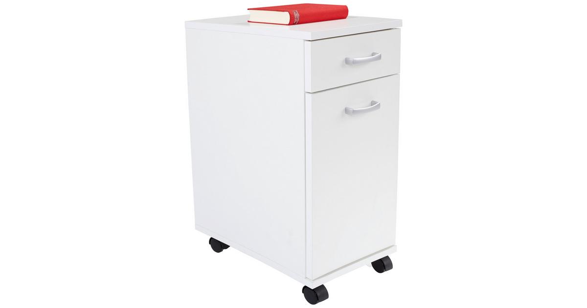 Rollcontainer in Weiß mit Lade und Tür