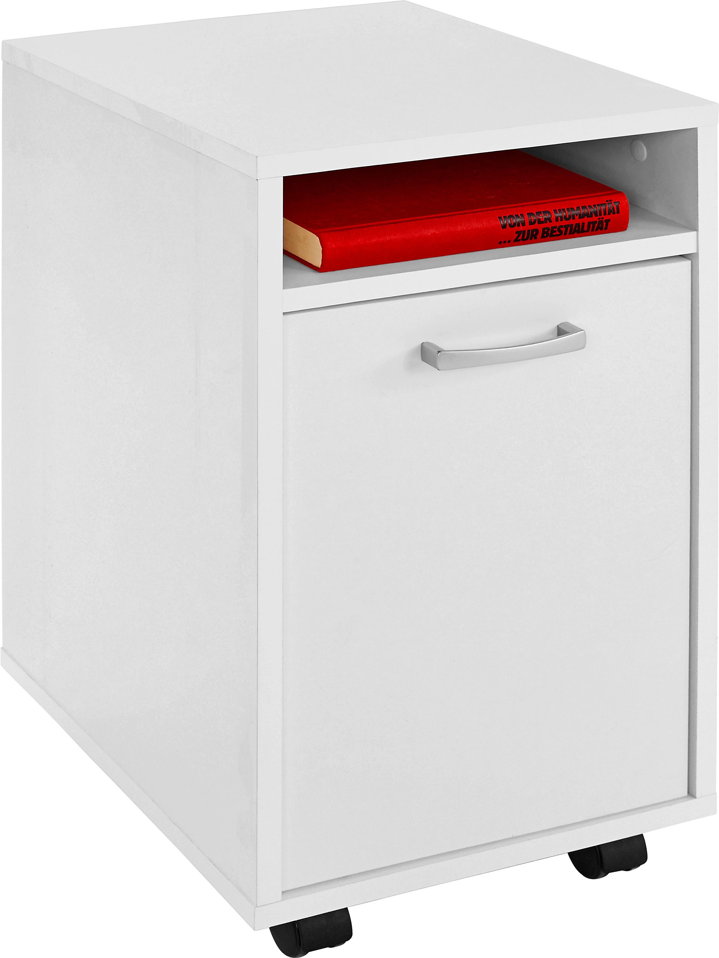 Rollcontainer in Weiß mit Lade und Tür