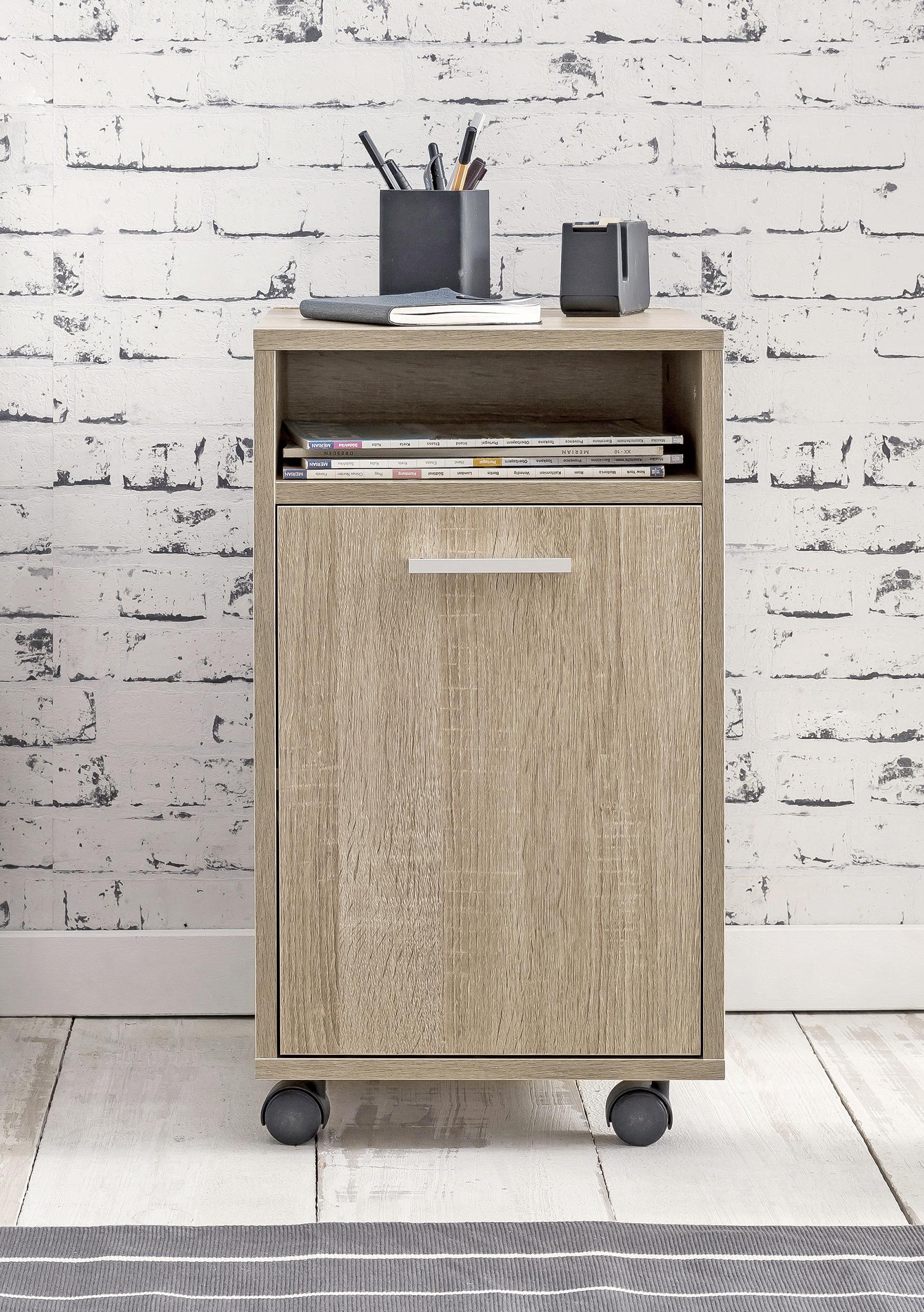 Eichefarbener Rollcontainer mit einer Türe