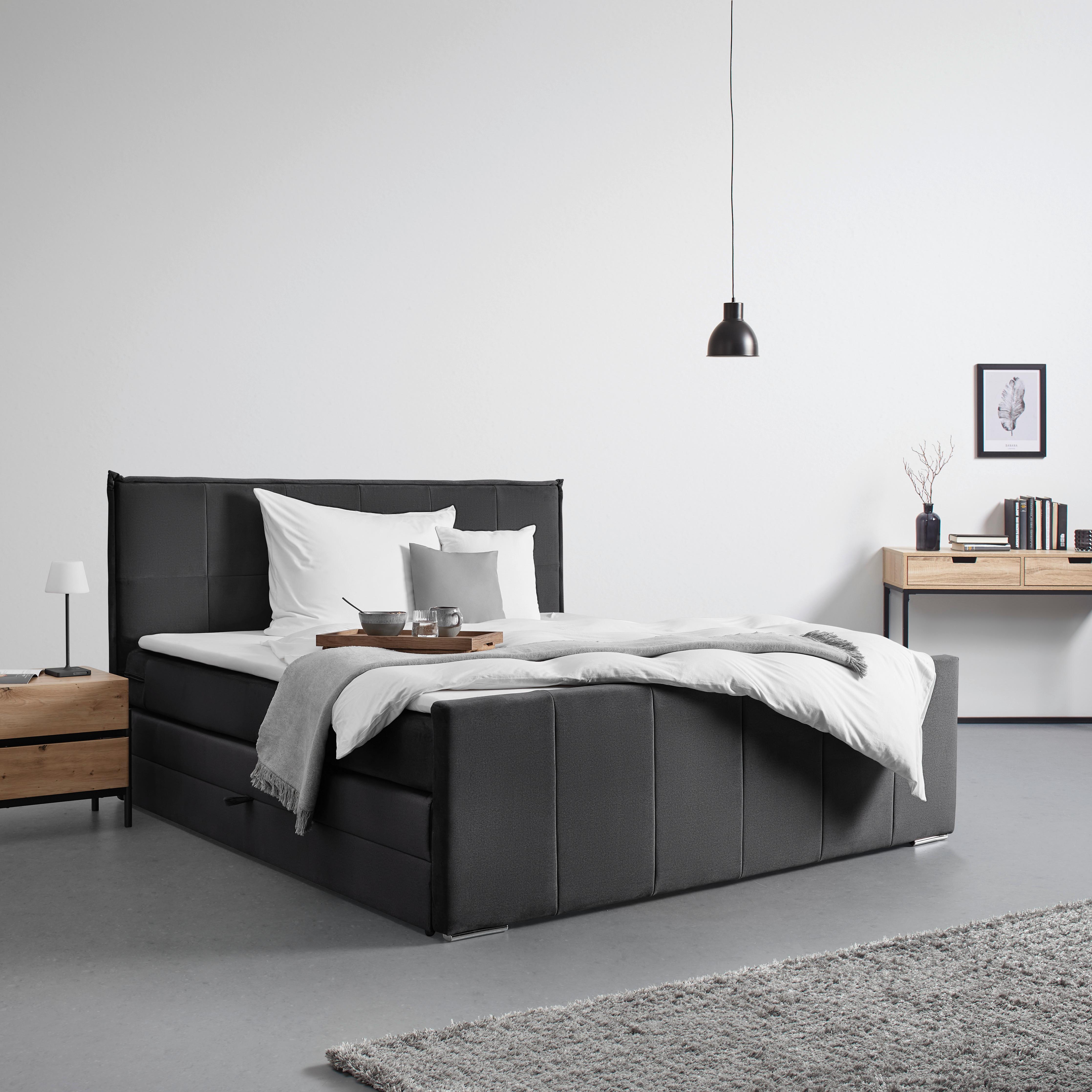 Boxspring Postel Melia, 180x200, Šedá • Möbelix