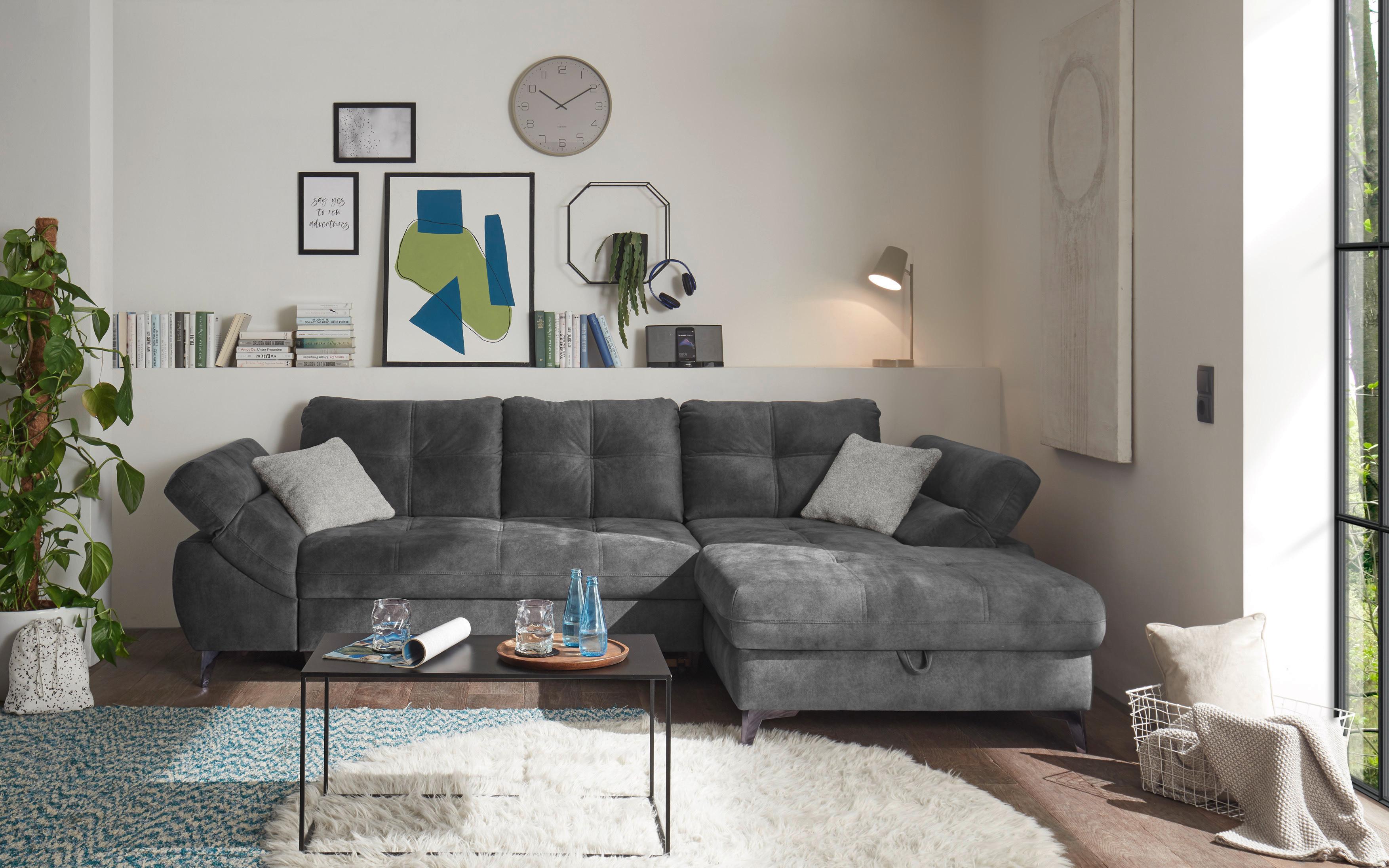 MID.YOU Ecksofa inkl. Kissen + Hocker Lea