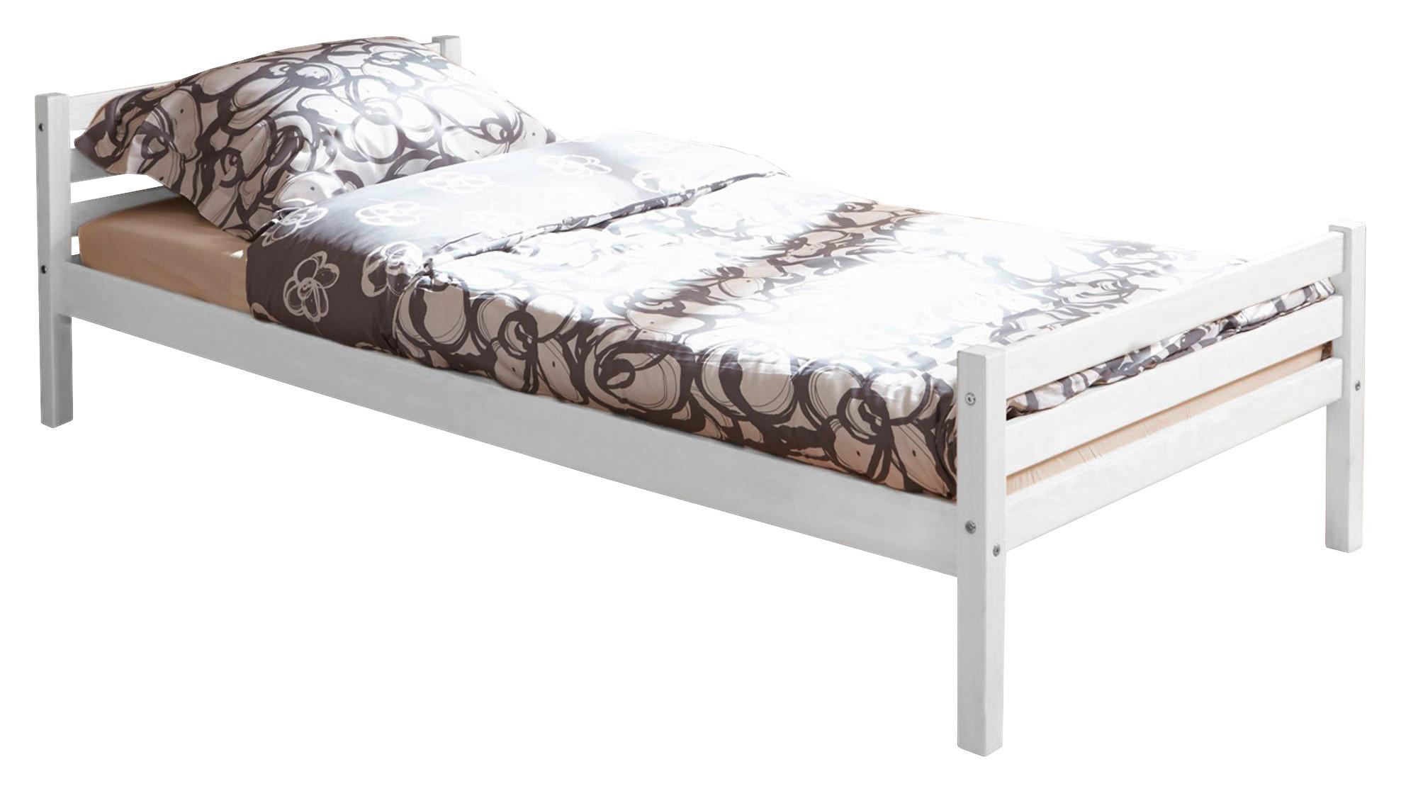 Bílá postel pro mládež BORA 140x200 z borovice