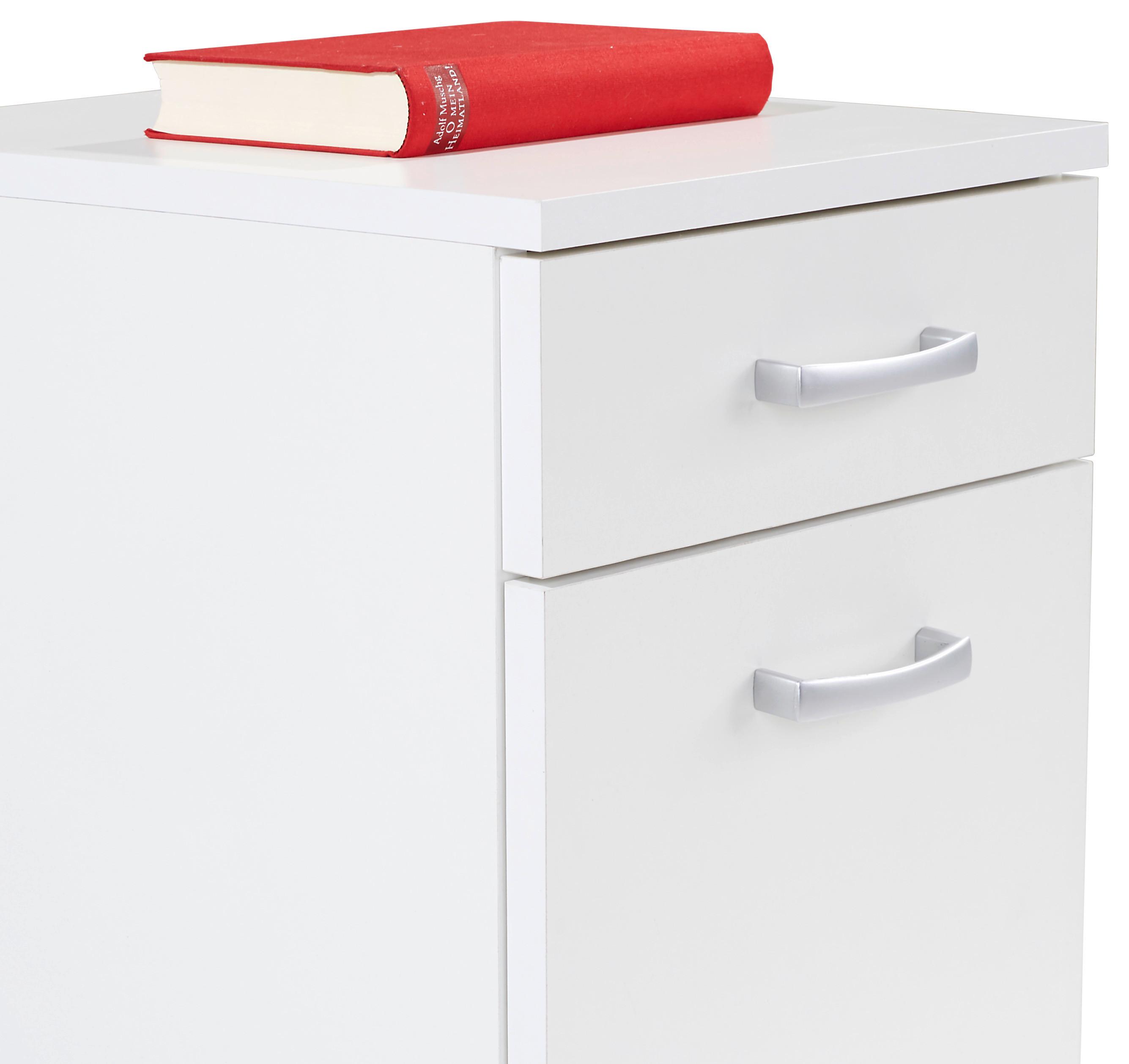 Rollcontainer in Weiß mit Lade und Tür