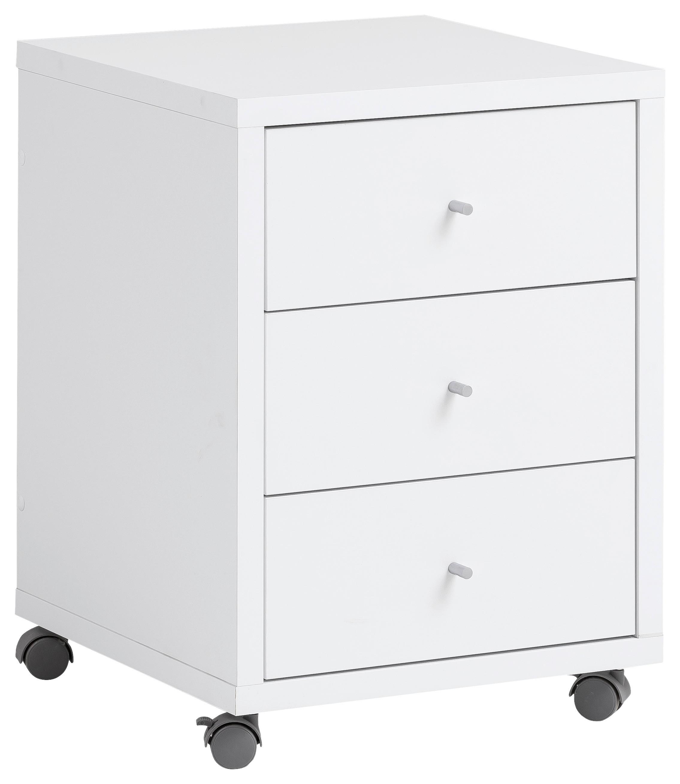 Rollcontainer in Weiß mit Lade und Tür