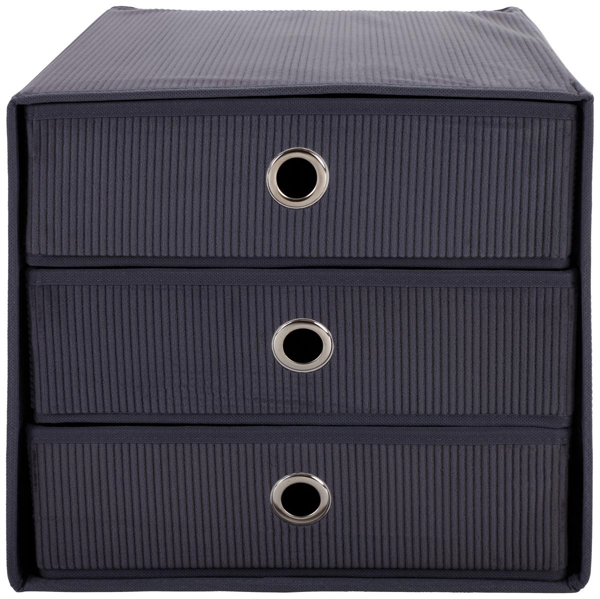 Schubladenbox in Grau mit 3 Laden