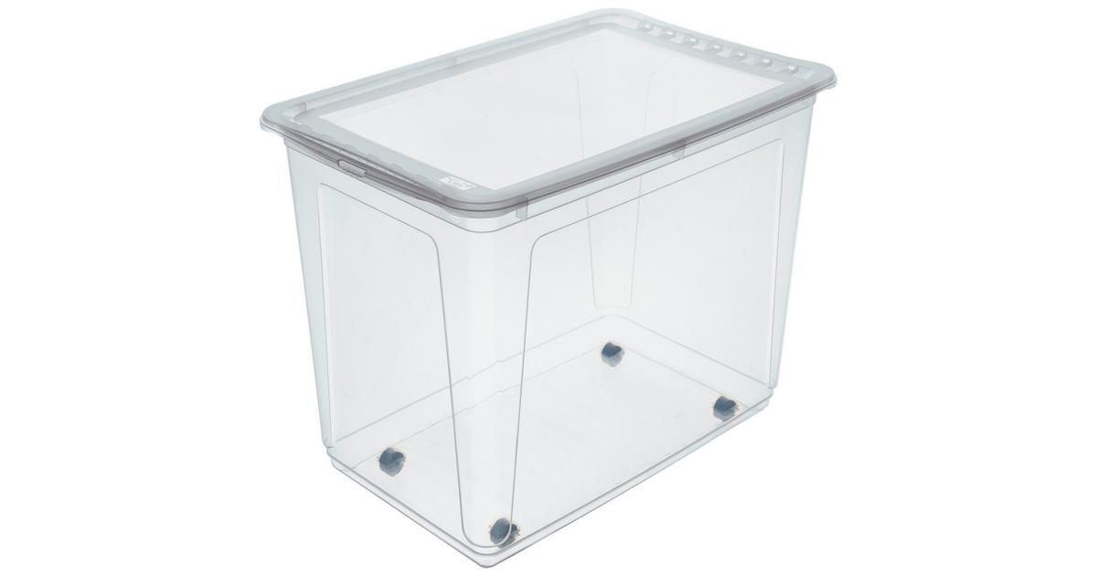 Transparente Box mit Deckel und Rollen